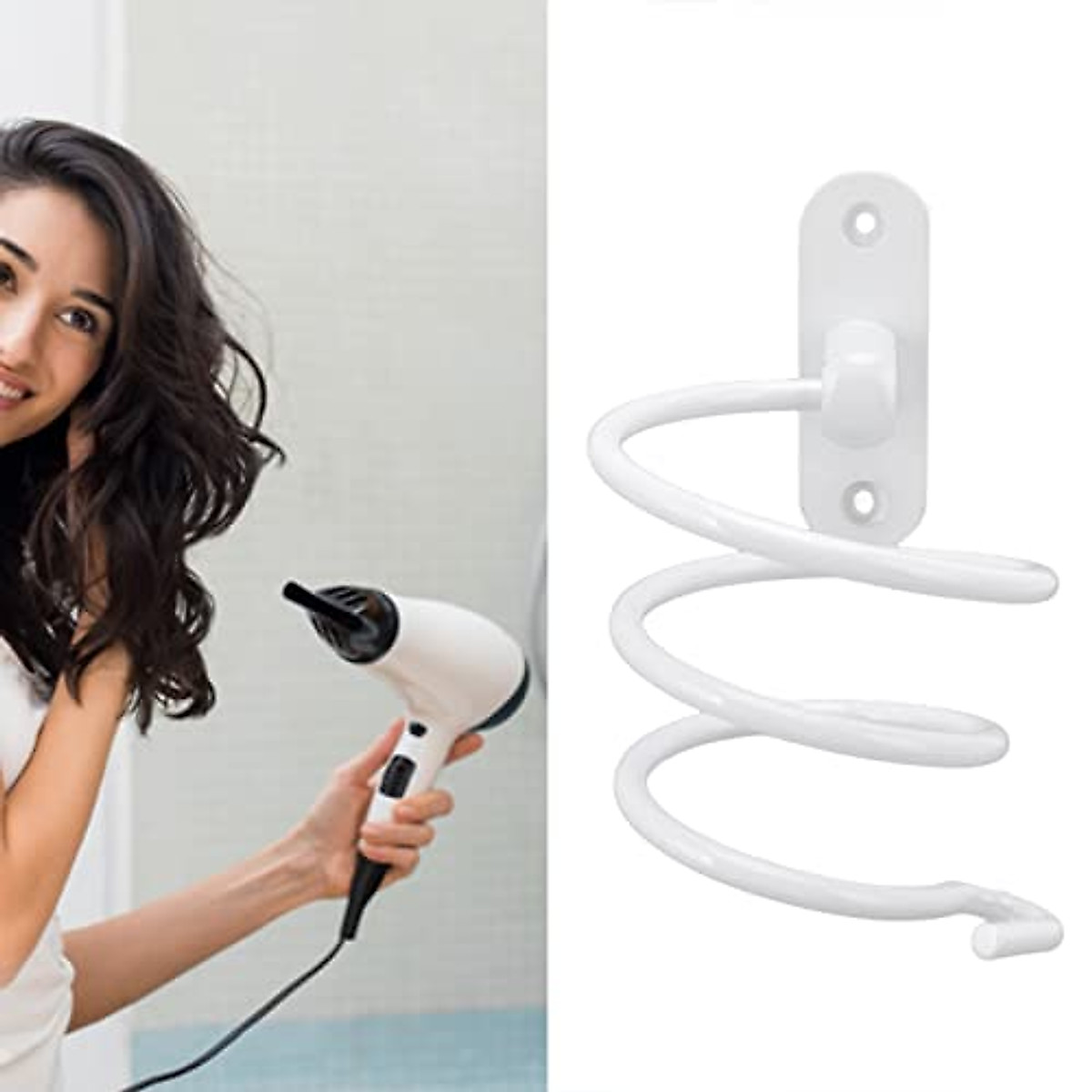 HOLPPO Spiral Hair Dryer Holder,Wall Mount Bathroom Hair Dryer Rack,Countertop Hair Dryer Stand,for Most of Hair Dryers
