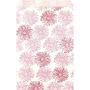 RJ Displays- 200 Pcs Pack Flower Paper Gift Paper Bags, 4" x 6" inch for Candy, Cookies, Small Gift, Crafts, Party Favor, Jewelry Merchandise