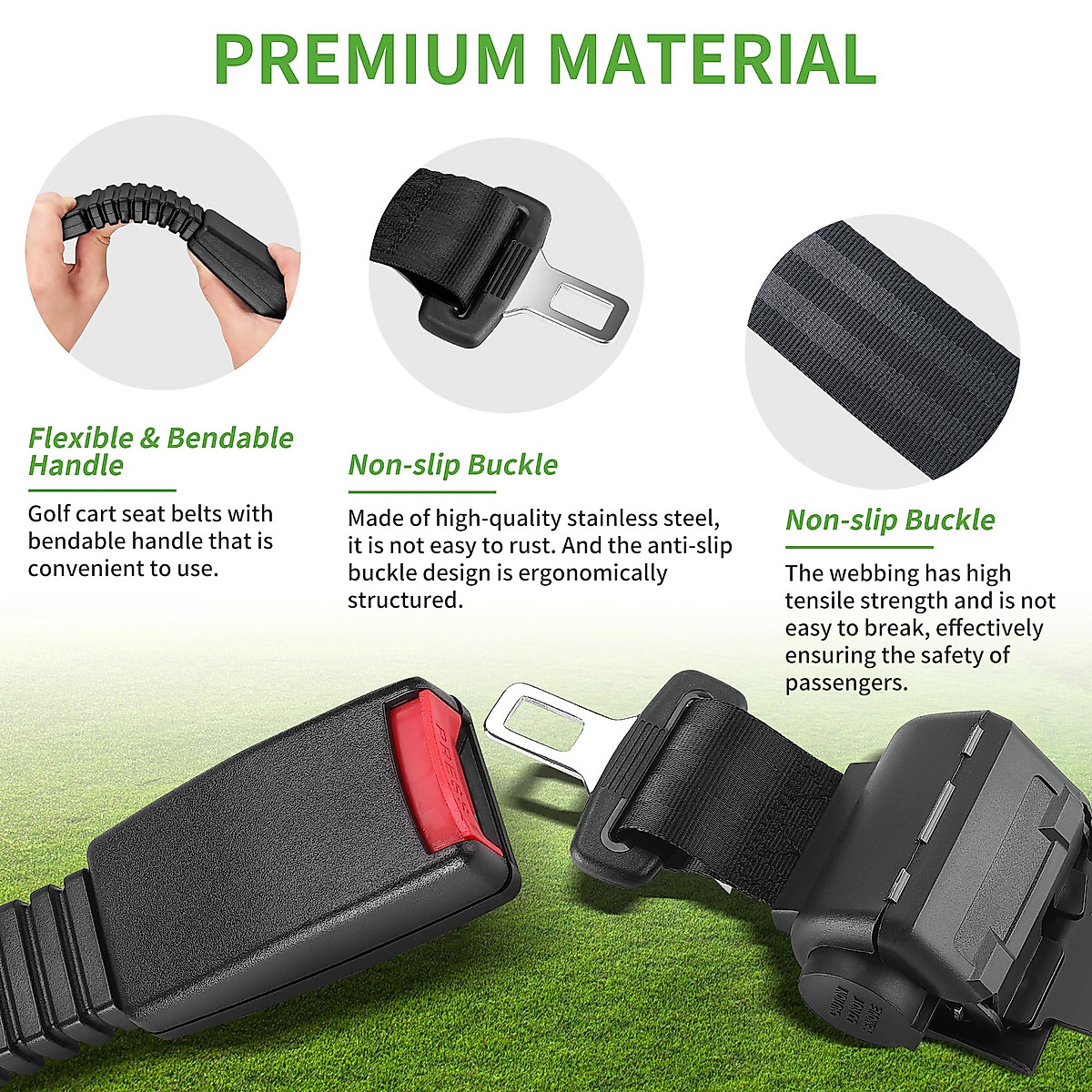 10L0L 4PCS Universal Retractable Golf Cart Seat Belt Kit for EZGO, Yamaha, Club Car, etc. Fits Front Rear Seat