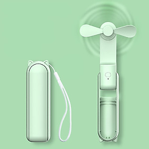 HZSK Joylifetech Handheld Mini Fan, Portable Foldable Fan with Power Bank, USB Rechargeable Small Pocket Fan, Battery Operated Personal Fan with 3 Speeds for Women Outdoor Travel (Green)