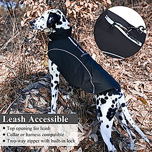 VIVAGLORY 3-in-1 Dog Winter Jackets Lined with Fleece, Reflective Water-Resistant Cold Weather Coats, Wind Breaker, Warm Sweater with Leash Portal, Dog Clothes for Small Medium Large Dogs