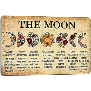 Aoevc Retro Tin Sign Metal Sign Moon Phases Meanings Witchery, Bar Home Decoration New Year Sign Gift for Parents, Home Office Restaurant Garage Bar 8x6 Inches