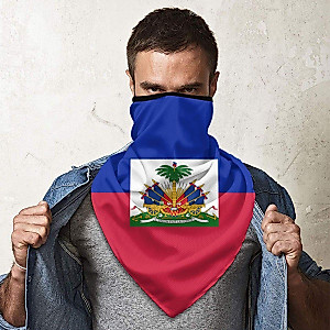 Ninvstg 3pcs Haitian Haiti Flag Outdoor Half Face Scarf Bandana Breathable Neck Gaiter Balaclava