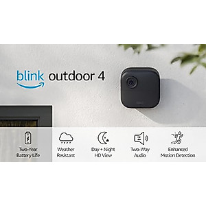 Blink Outdoor 4 (4th Gen) – Wire-free smart security camera, two-year battery life, two-way audio, HD live view, enhanced motion detection, Works with Alexa – 3 camera system