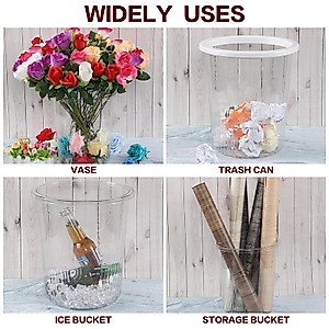 Bringer 2.6 Gallon Acrylic Clear Round Small Wastebasket for Bathroom, Bedroom, Kitchen, 4 Pack Plastic Small Trash Can