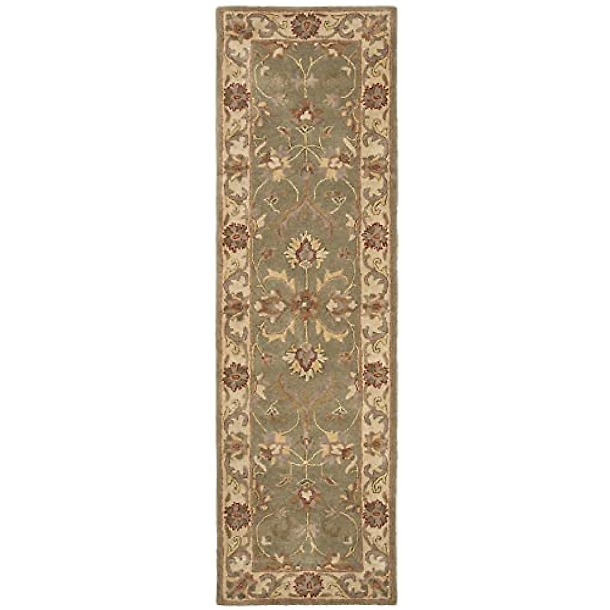 SAFAVIEH Heritage Collection 2'3" x 8' Green / Gold HG811A Handmade Traditional Oriental Premium Wool Runner Rug