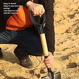 DShaped Shovel Handle, Ergonomic Reusable 32mm Inner Diameter Multifunctional Shovel Handle Replacement Handle for Snow Shovel (Red Black)