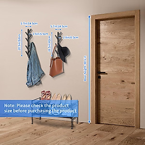 LUOYKOIFY Coat Rack Vertical Coat Rack Wall Mount Metal Coat Hook Wall Coat Tree Hat Rack for Entryway Bedroom Bathroom (8 hooks 2 pack)