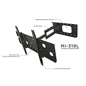 Mount-It! Long Arm TV Wall Mount with 26 Inch Extension, Swing Out Full Motion Design for Corner Installation, Fits 40 50, 55, 60, 65, 70 Inch Flat Screen TVs, 220 Lb Capacity