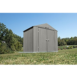 Arrow Shed Elite 8' x 6' Outdoor Lockable Steel Storage Shed Building, Cool Grey