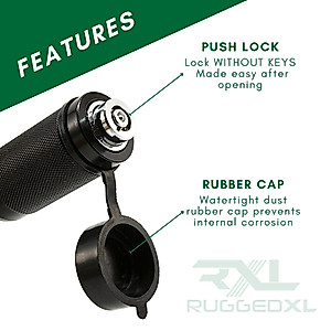 Tiger Lock 5/8" Black Trailer Hitch Locking Pin - Anti-Rattle Tow Hitch Receiver Lock, fits Class III - V Hitches with 2" and 2.5" Receivers