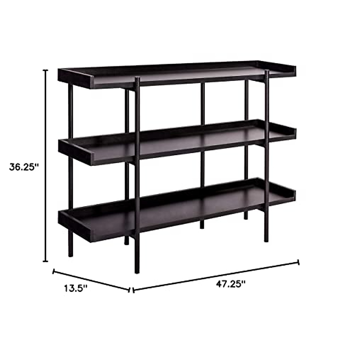 OneSpace Modern Wood and Steel 3 Display Shelf, Black
