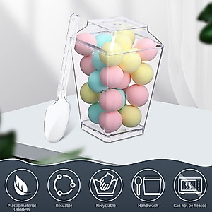 Mimorou 200 Pack 5 oz Dessert Cups with Lids and Spoons Square Clear Plastic Appetizer Cups Parfait Cups Dessert Shot Glasses for Party Wedding Birthday Desserts Appetizers Puddings Mousse