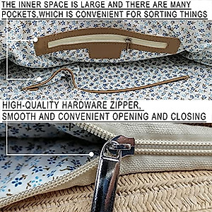 HJYFYL Women Straw Bag Summer Straw Beach Bag Large Handbag Straw Tote Bag Woven Bags (Brown)