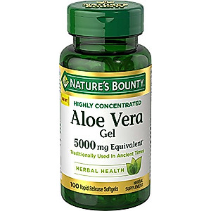 Nature's Bounty Highly Concentrated Aloe Vera Gel 5,000 mg, 100 Rapid Release Softgels