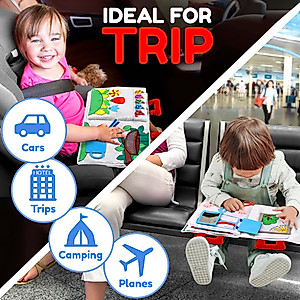 QUIET BOOK for Toddlers - Montessori Kids for Girl & Boy - Activity Travel Toddler Busy Book - Soft Quiet Toys for Toddlers - Felt Preschool Educational Toy with Sensory Activities, Red