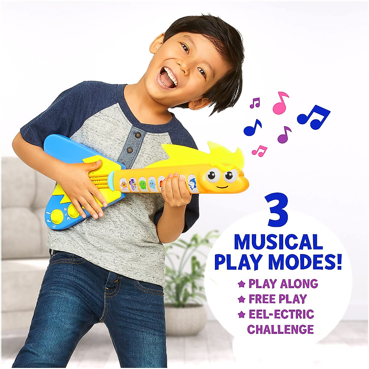 WowWee Baby Shark's Big Show! EEL-ectric Guitar – Interactive Musical Toys for Toddlers – Lights and Sounds Toy Guitar