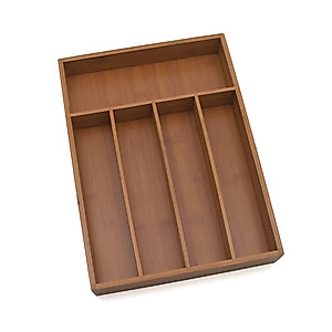 Lipper International 8876 Bamboo Wood Flatware Organizer with 5 Compartments, 10.375 x 14.25 x 2