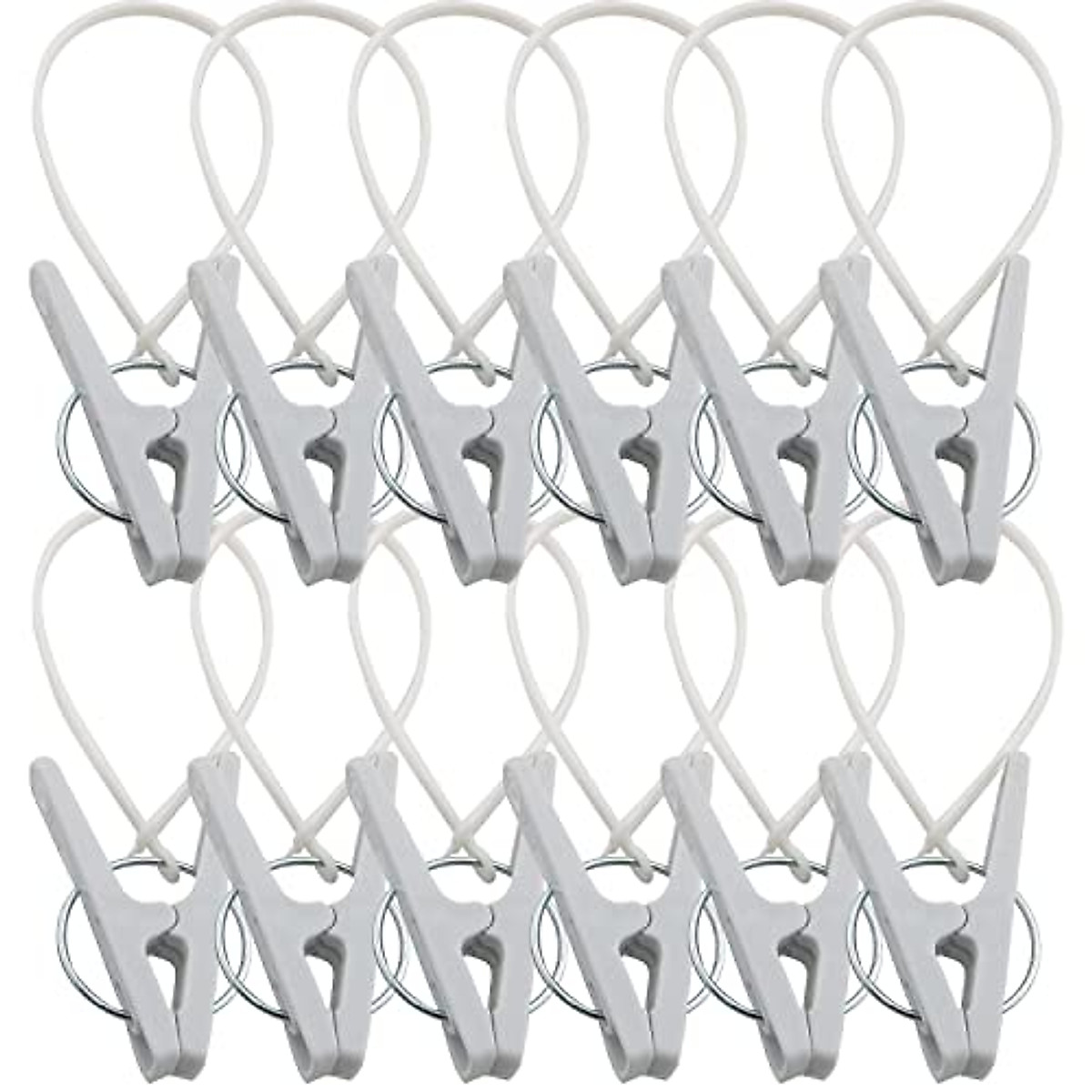 Clothes Pin HSCGIN 12PCS Gray Plastic Swivel Clothespins Clothes Clips with Plastic Rope for Clothesline Clothing Closepin