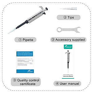 JOANLAB Micropipette 100-1000ul Manual Adjustable Single Channel Pipettes High Accurate Lab Pipettors with 200pcs Pipette Tips