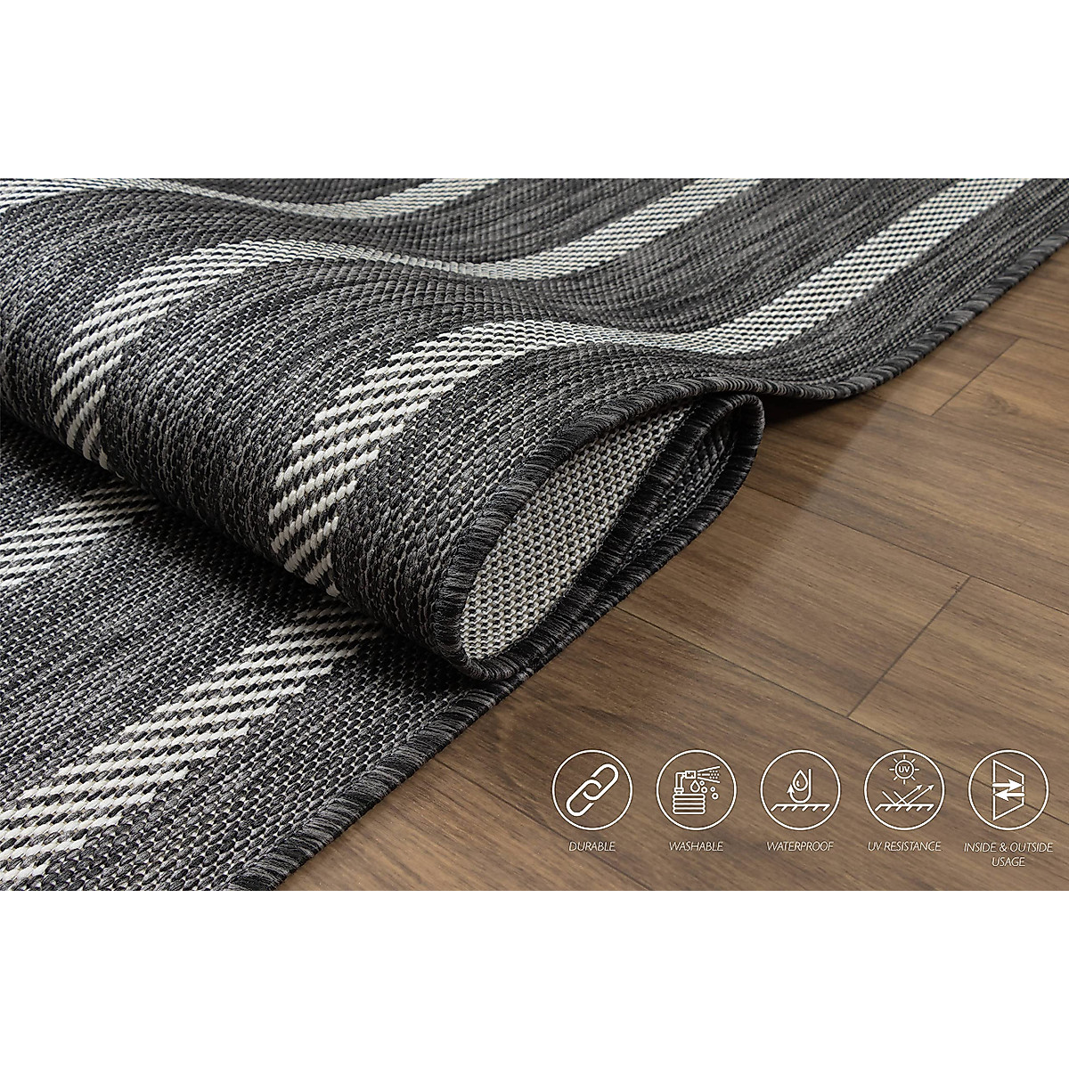 Adiva Rugs Outdoor Indoor Area Rug, Weather Resistant, Easy to Clean, Stain Resistant Floor Mat for Dining Room, Backyard, Deck, Patio (PEBBLE WEISS, 7'10" x 10')