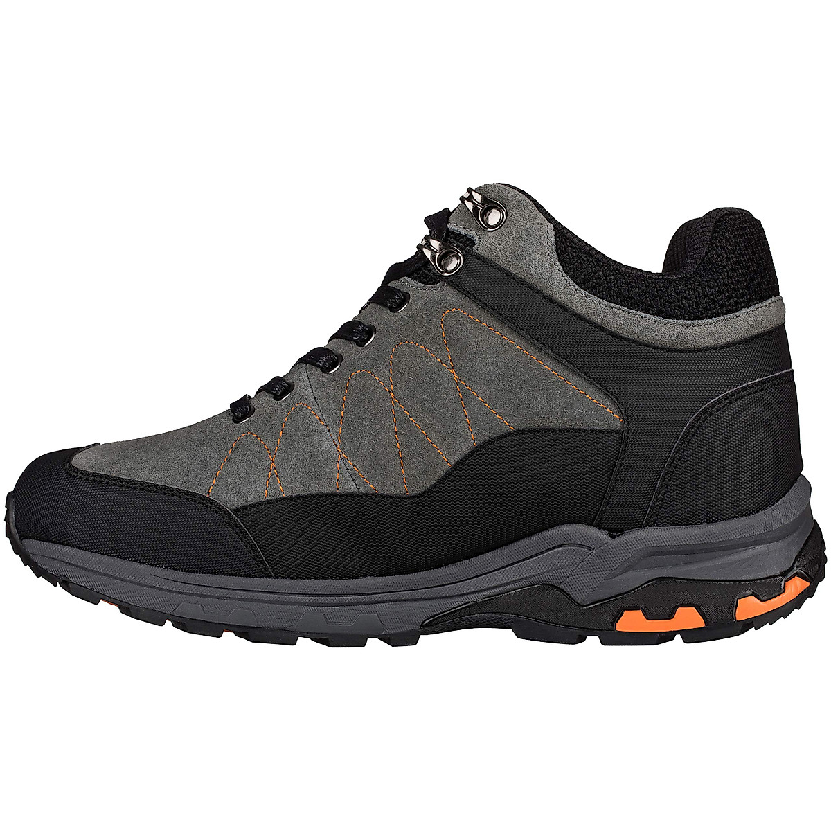 CALTO Men's Invisible Height Increasing Elevator Shoes - Grey Suede/Mesh Lace-up Hiking Boots - 3.2 Inches Taller - H75472 - Size 10 D(M) US