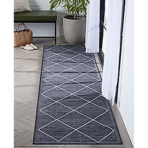 Well Woven Clover Diamond Lattice 2'7" x 9'10" Runner Grey