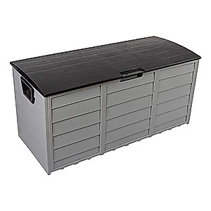 75Gallon Waterproof Outdoor Deck Box, 260L Plastic Outdoor Storage Box, Lockable Outdoor Storage Container Furniture Tools Storage Bench for Patio, Pool, Garden, Garage (Black)