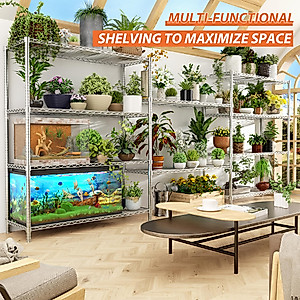 Storage Shelves Heavy Duty, 48" L x 20" W x 72" H Garage Wire Shelving Unit Loads 2000LBS, 5-tier Adjustable Metal Industrial Utility Shelf Rack for Kitchen, Laundry Room, Pantry, Warehouse, Basement