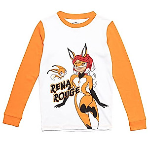Miraculous Rena Rouge Little Girls Pajama Shirt and Pants Sleep Set Orange/White 5-6