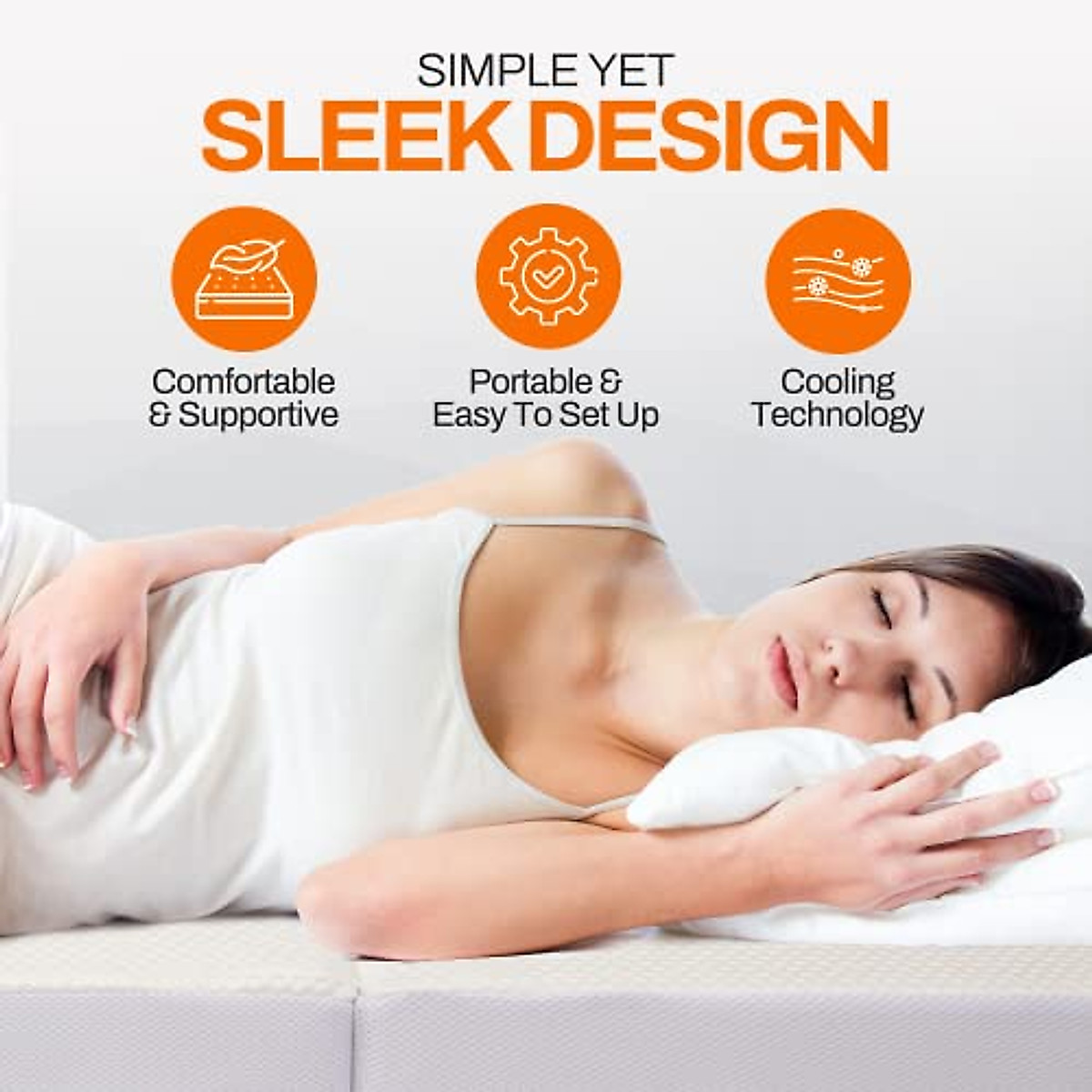 Cheer Collection Tri-Fold Memory Foam Mattress - 4" Thick Gel Infused Foam Folding Bed for Guests, Small Size (75" x 25")