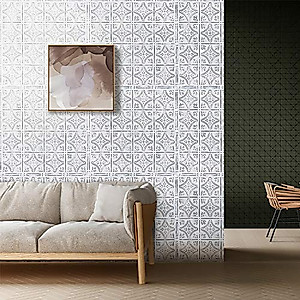 Holydecot Tin Wall Tiles Nail-Up Ceiling Tiles Stair Riser Kitchen Backsplash - Antique White 12x12 inch Sample