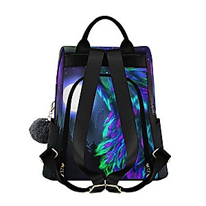 ALAZA Howling Wolf Spirit Backpack Purse for Women Anti Theft Fashion Back Pack Shoulder Bag