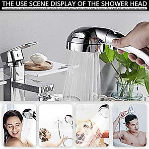 Handheld Shower Head with 59Inch Stainless Steel Hose and Adjustable Holder, 360 Degree Rotating Adjustable High Pressure Showerhead with On/Off Switch 3 Spray Modes RV Bathroom Shower Set