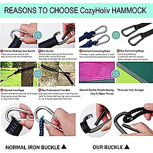 Hammocks with Net, Mosquito Net Hammock for Camping Portable Nylon Hammocks Parachute Lightweight with Tree Straps, Garden Swing Hammock for Outdoor Hiking Travel (Cyan/Dark Green)