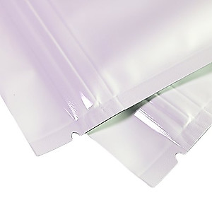 QQ Studio 100x Premium Smell Proof Food Safe Double-Sided Color Mylar Foil Flat Heat Sealable Sample Ziplock Bag 7.5x10cm (3x4") (White)