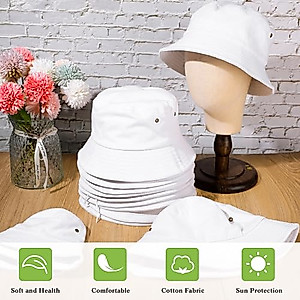 24 Pcs Washed Cotton Bucket Hats Bulk Packable Outdoor Sun Hat Wide Brim Fishing Hat Travel Beach Summer Cap for Men Women (White)