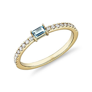 Jewelrygift Plated Stacking Band Ring Natural-Blue-Topaz Gtone Daliy Wear, Party Wear, Ofice Wear Beautiful Engagement Wedding Jewelry for Men and Women Ring : 5.5