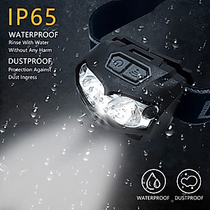 Headlamp Rechargeable LED 500 Lumen Headlamps Battery Powered Waterproof IP65 Head Lights for Forehead USB-C Rechargeable Head Lamps for Adults Head Lantern for Camping Running Cycling Fishing