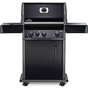 Napoleon Rogue XT 425 BBQ Grill, Black, Propane Gas - RXT425SIBPK-1 With Three Burners, Infrared Sear Station Side Burner, Barbecue Gas Cart, Folding Side shelves, Instant Failsafe Ignition