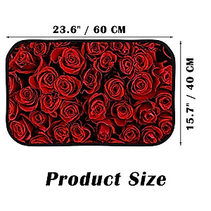 BVOGOS Bathroom Rugs Soft Non Slip Bath Mat Romantic Red Roses Ultra Soft Foam Welcome Doormat Bath Rugs for Bathroom Toilet Base Sink Floor Mat Kitchen Runner 23.6 x 15.7 Inches