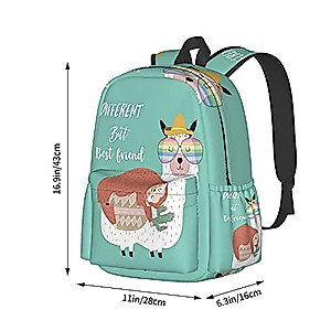 KiuLoam 17 Inch Backpack Cute Sloth Llama Friends Mint Green Laptop Backpack Shoulder Bag School Bookbag Casual Daypack