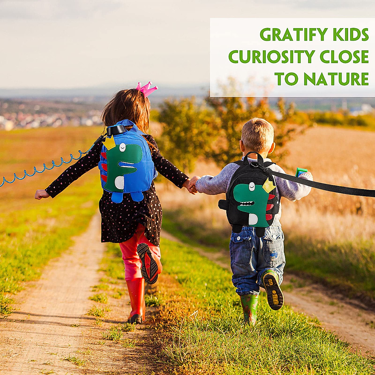 4 Pieces Toddler Leashes Dinosaur Toddler Backpack Leash Kids Backpack Harness with Leash Cute Backpack Anti-Lost Rope Toddler Safety Belt Anti Lost Wrist Link for 3-5 Years Old Kid Girl Boy