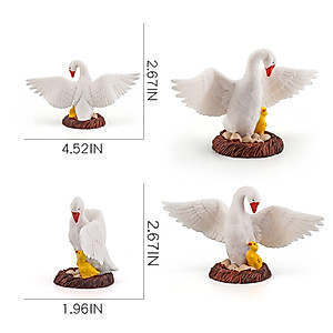 LC JoyCre 4.5 Inch Mother Swan Figurine with Baby Goose Toy White Swan Toy Animal Figure for Toddlers Preschool Animals Figures Eduactional Project Diorama Model Toy for Kids 3 4 5 6
