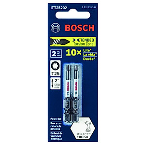 BOSCH ITT25202 2-Pack 2 In. Torx #25 Impact Tough Screwdriving Power Bits