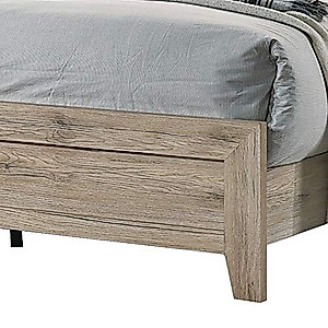 Benjara Wooden Eastern King Bed with Grains and Knots, Brown