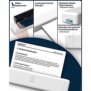 HPRT Thermal Printer MT800Q Portable Mini Printer, Wireless Printer for iPhone and Computer, The Best Small Printer Support 216mm Width A4 Paper, Home Use, Office, Travel and Mobile Printer