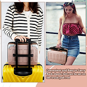 Lzttyee Small Hard Shell Cosmetic Case Travel Hand Luggage Portable Carrying Makeup Case Suitcase (Rose gold)