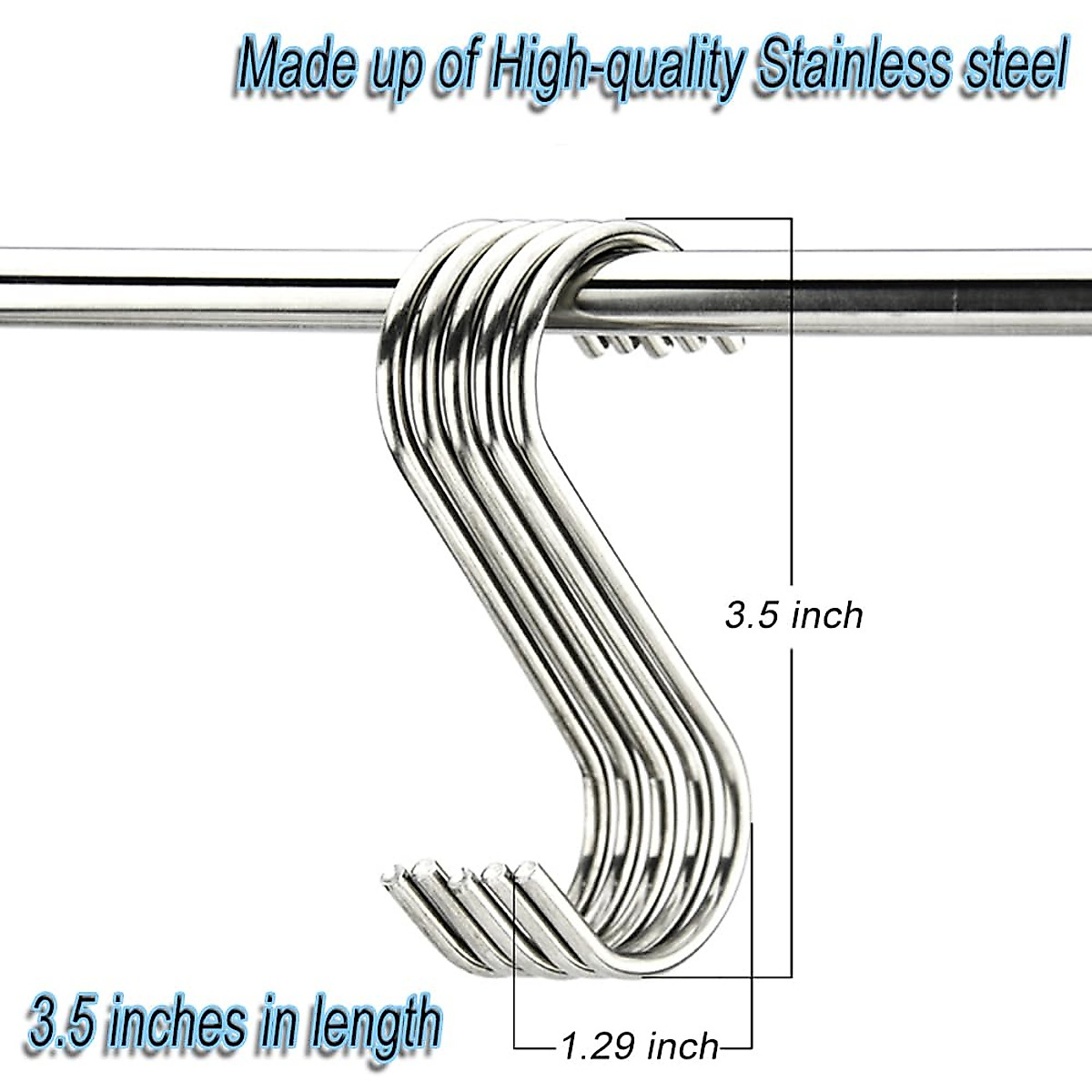 AMZFULY 20Pcs S Hooks for Hanging,3.5 inch S Shaped Hooks for Kitchenware Pots Work Shop Utensils Clothes Bags Bathroom Towels Garden Plants