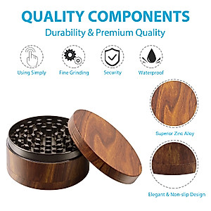 KINGTOP Grinder, Large 3" Spice Grinder (Wood Grain Brown)